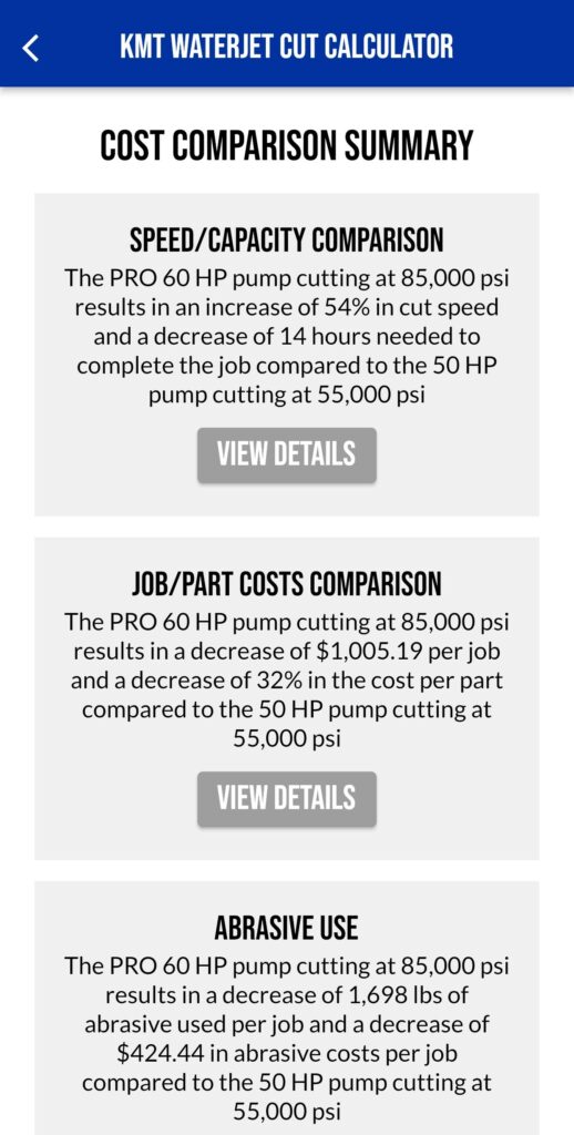 Cut Calculator | KMT Waterjet