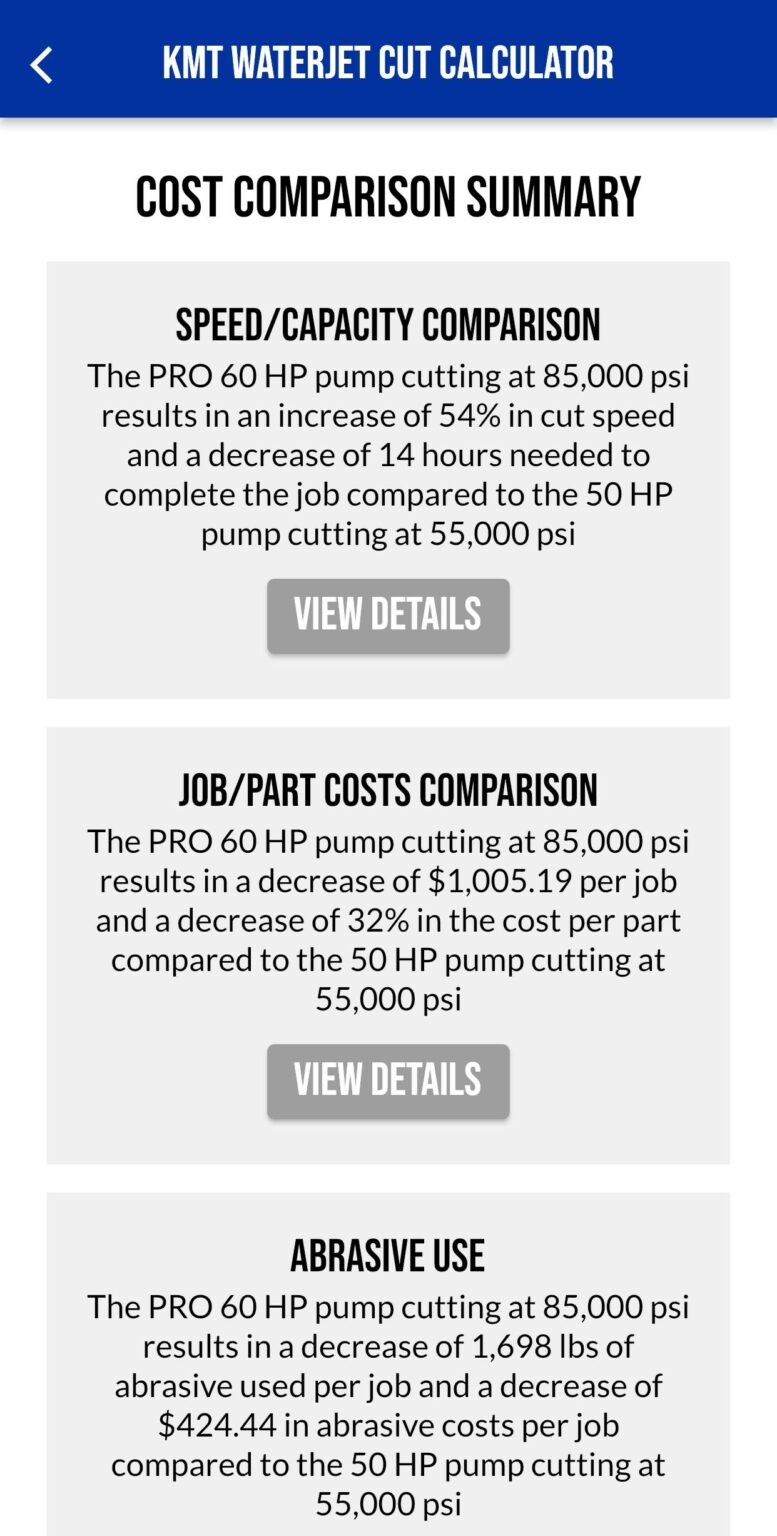 Cut Calculator | KMT Waterjet